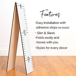 HEADWATERS STUDIO Wooden Ruler Growth Chart for Kids, Boys and Girls - Height Chart & Height Measurement for Wall - Kids Nursery Wall Decor and Room Hanging Wall Decor - Original - White
