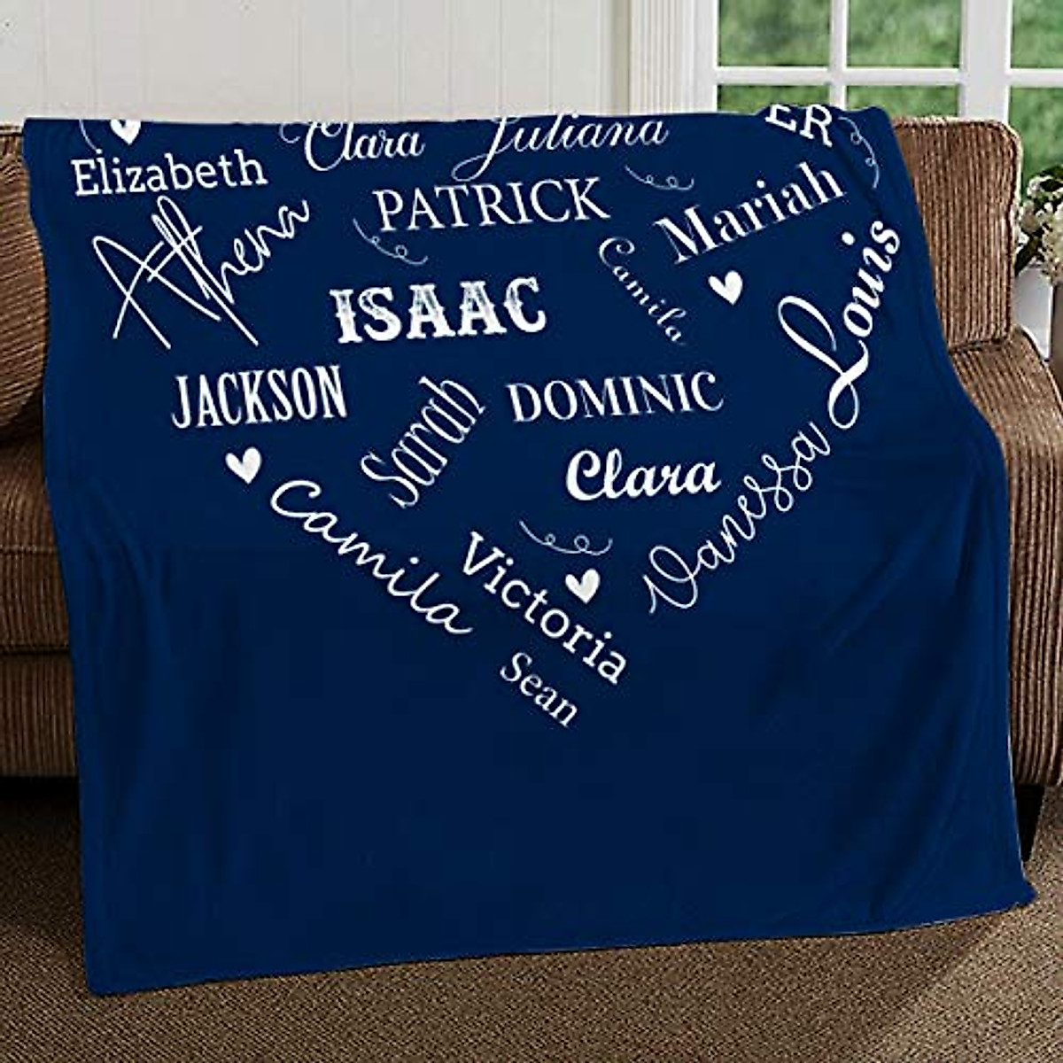 Personalized Name Blankets for Baby, Kids and Adults, Mom, Grandma. Custom Name Blanket from Your Names. Close to Heart Customized Throw. Gift for Mothers Day, Christmas (Navy, Fleece 50" x 60")