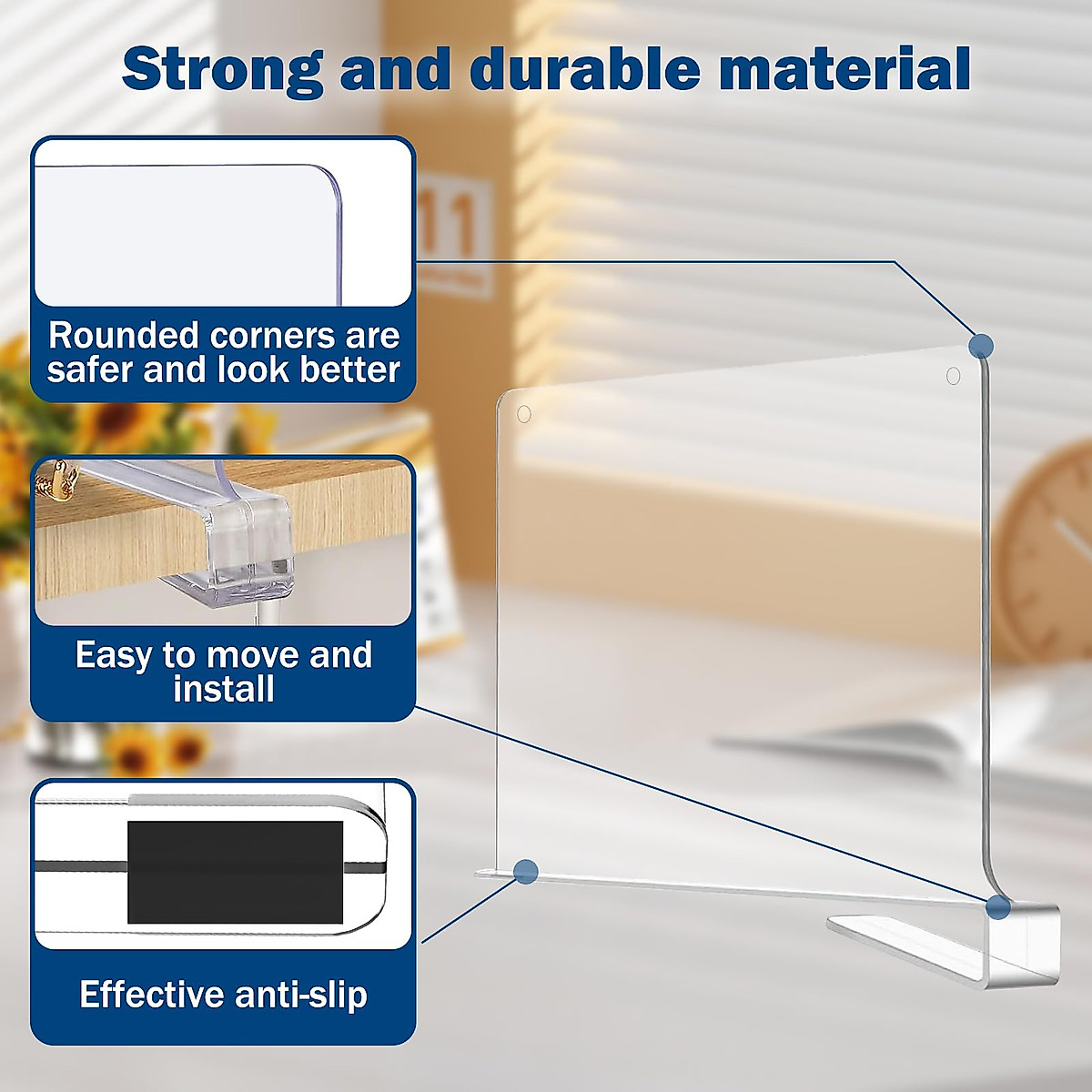 YOKAMIRA 6 PCS Shelf Dividers for Closet Organization,Durable Acrylic Clear Closet Shelf Divider for Shelves Shelf Organizer for Closet Shelf Organizer for Wood Closet Separator Clear