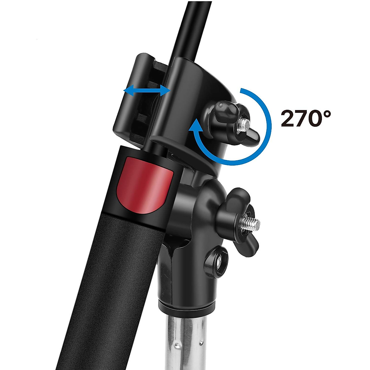 Flexzion Bicycle Umbrella Mount Holder, Swivel Connector Handlebar Frame Stand, Adjustable 2 Section Tube Handle, Outdoor Sports Accessories for 0.67~0.9 inch Handlebar Bike Baby Stroller Wheelchair