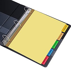 Amazon Basics 3 Ring Binder Dividers With 5 Tabs, Paper Binder Dividers, Insertable Multicolor Plastic Tabs, Pack of 12 Sets (60 Dividers Total)