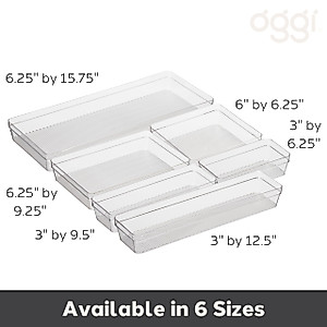 Oggi Clear Drawer Organizer - 3" X 9" - Ideal for Organizing Kitchen Drawers, Office, Desk, Silverware, Kitchen Utensils, Cosmetics and Bathrooms