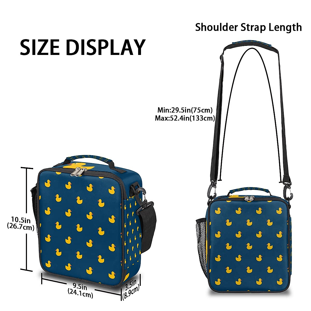 Rubber Ducky Insulated Lunch Bag Women Reusable Lunch Tote Bag for Men Adult Adjustable Shoulder Strap Cooler Lunch Box for Work Office Picnic Travel