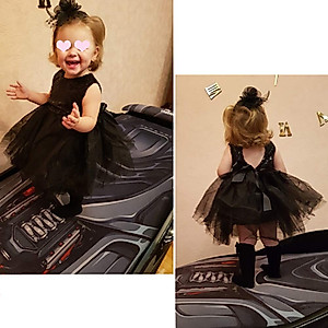 XIPAI Toddler Black Dress Girl Tutu Sequin Birthday Wedding Party Dresses 4T 5T