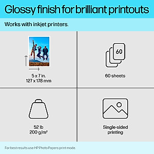 HP Everyday Photo Paper, Glossy, 5x7 in, 60 sheets (CH097A)