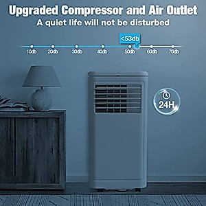 COWSAR Portable Air Conditioner 8500BTU 4-in-1 Air Conditioner Portable for Room Cooling Up 250sq.ft. 24 Timer Mini Air Conditioner ＜53dB Air Conditioner No Window