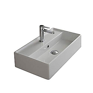 Scarabeo 5002-One Hole Teorema Rectangular Ceramic Wall Mounted/Vessel Sink, White