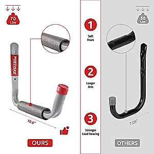 unp POETISKE Utility Hooks Ladder Hooks with 9.8'' Jumbo Arm Garage Storage Organizer Hang Folding Chair Bike Ski Tool Heavy Duty 4PC