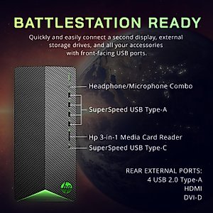 HP 2022 Pavilion Gaming Desktop Computer, Intel Core i5-10400F Processor (Beats i7-9750H), 16GB RAM, 512GB PCIe SSD, GeForce RTX 3060 Graphics, Keyboard & Mouse, Win 11, Black, 32GB SnowBell USB Card