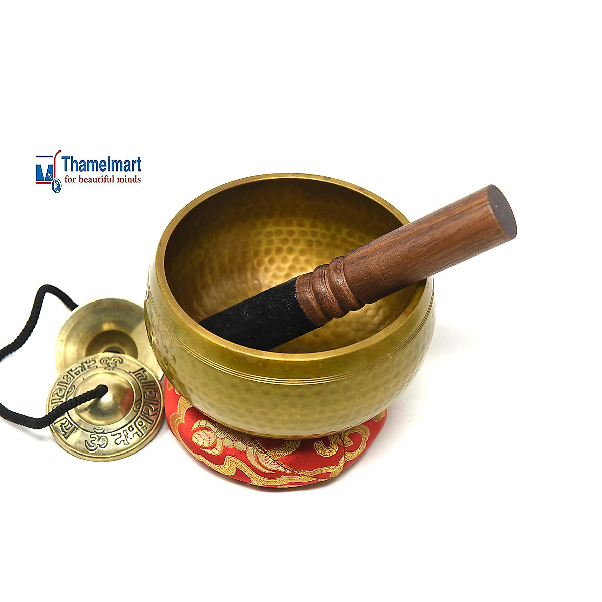 7" Energetic Chakra Healing Yoga Hand Hammered Tibetan Singing Bowl- Including Tingsha Cymbels Mallet and Cushion Made in Nepal