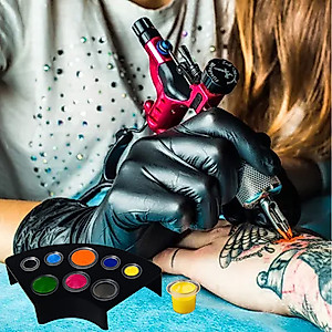 Yuronam 302PCS Tatoo Ink Caps Kit, Include 300 Tatoo Ink Cups Mixed Size and 2 Ink Cap Holder for Tatoo Ink Tatoo Accessory Tatoo Supplies