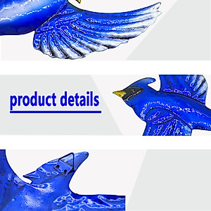 3Pack Blue Metal Bird Wall Art Decor, Wall Sculpture Hanging For Christmas Ornaments Outdoor Indoor Home Garden Porch Fence Farmhouse Living Room Bedroom Kitchen, Unique Memorial Gifts For Mom