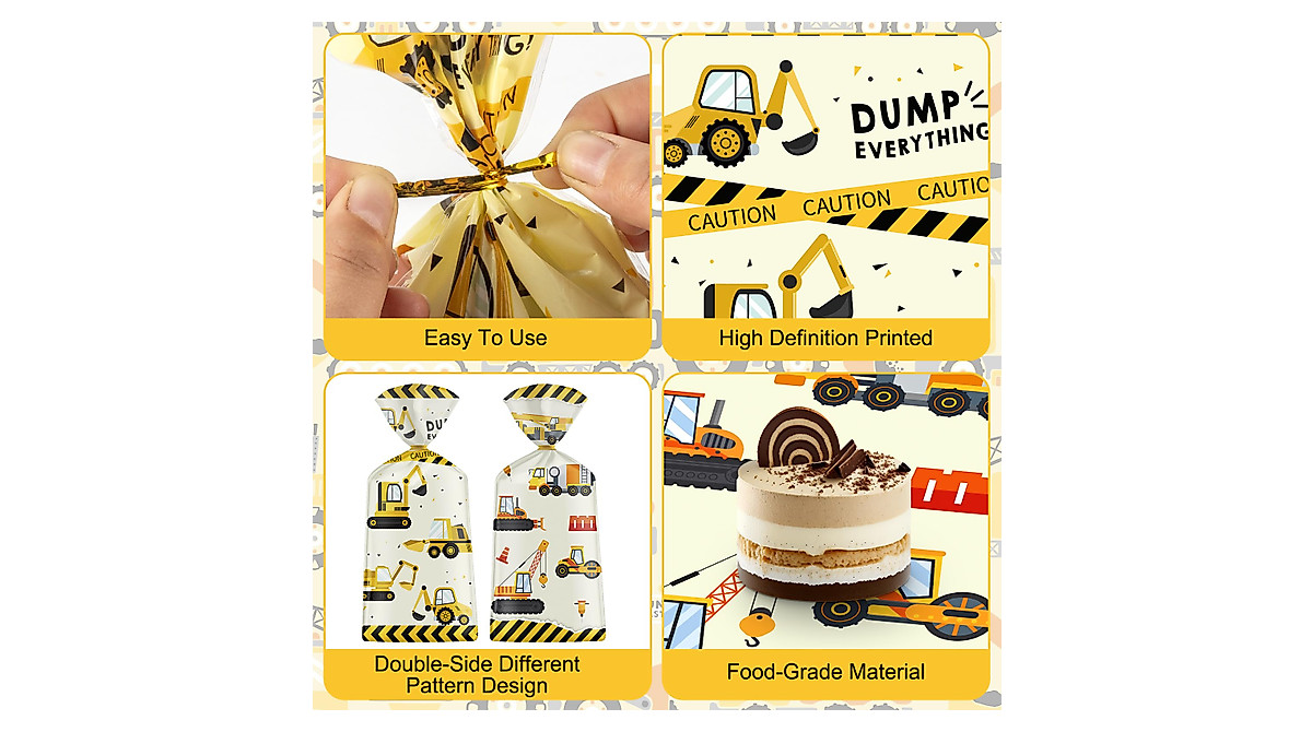 Construction Party Favor Bags - 50 Pack Treat Bags