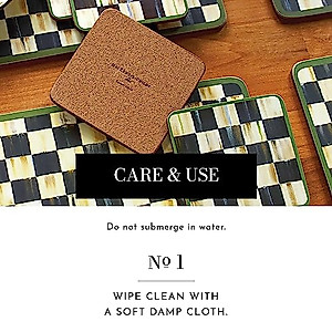 MacKenzie-Childs Drink Coasters, Bar Set and Housewarming Gift, Courtly Check, Square, Set of 4