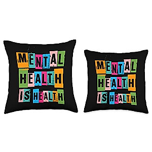 End The Stigma - Mental Health Awareness Items Mental Health Awareness Month Be Kind Positive Throw Pillow, 16x16, Multicolor
