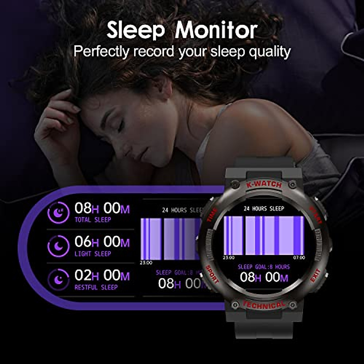 Kingstar Smart Watches for Men - 1.32" Full Touch Smart Watch for Android iPhone | IP67 Waterproof Fitness Tracker Outdoor Bluetooth Watch with Heart Rate Sleep Monitor AI Voice (Answer/Dial Calls)