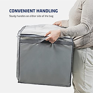 ZOBER Jumbo Storage Bag Organizer (2 Pack) Large Capacity Storage Box with Reinforced Strap Handles, PP Non-Woven Material, Clear Window, Store Blankets, Comforters, Linen, Bedding, Seasonal Clothing