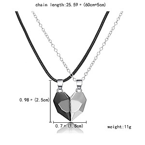 4Pcs Couples Bracelets Necklace Set for Women Men Matching Heart Necklace for Couple Long Distance Relationship Bracelet for Valentine's Day Couple Gifts(A:silver-chain)