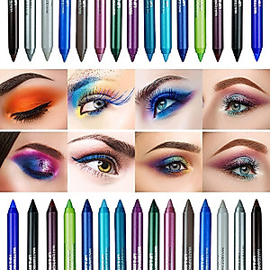 RDGWFB 15 Colors Eyeliner Pen Set, Eyeliner Pencil Set, Waterproof Colorful Eyeliner Kit Long Lasting Eyeshadow Pencil Professinal Eye Makeup Set Pearl Eye Liner for Women