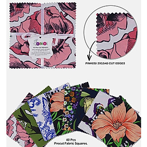 Soimoi Precut 10-inch Floral Prints Cotton Fabric Bundle Quilting Squares Charm Pack DIY Patchwork Sewing Craft- Multicolor-VB