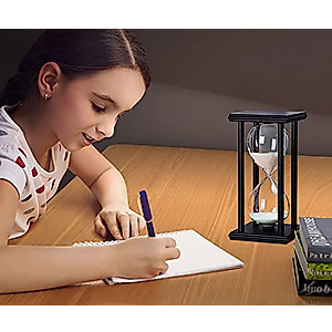 Hourglass 60 Minutes 8 inch Sand timers Tanmalan (White Sand,Black Frame,60±6Minutes,8x4x4inch)