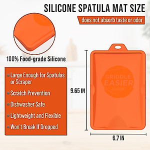 Silicone Spatula Mat for Ladle, Spoon Rest Kitchen Utensil Holder Drip Pad, Heat Resistant Spoon Holder for Stove Top & Grill, Non Slip, Keep Neat and Clean(Orange)