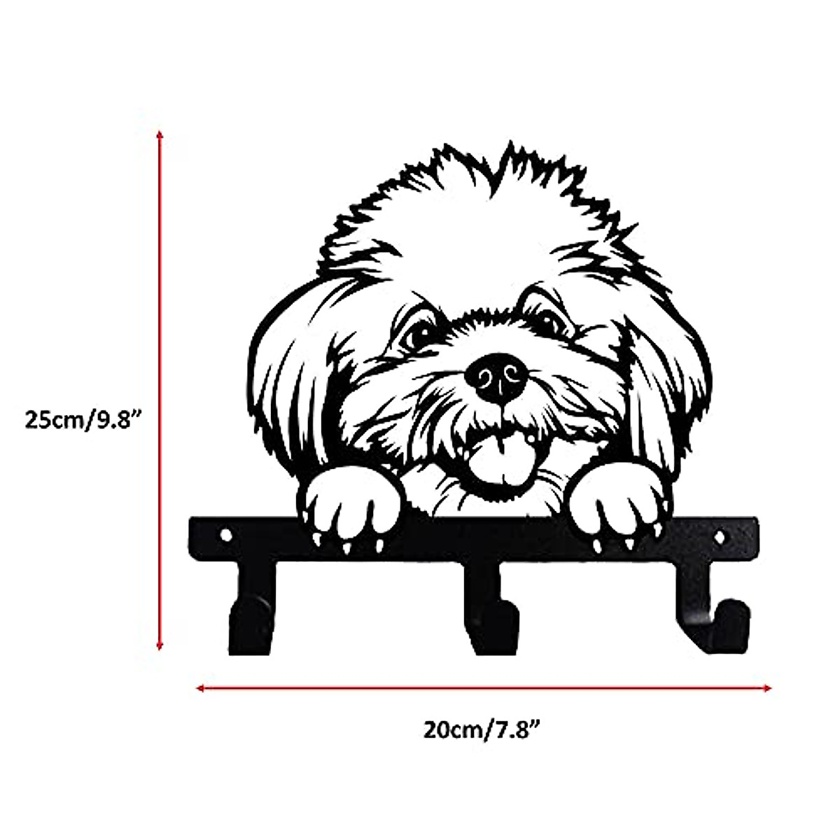 Fit Frenchie Poodle Maltipoo Cavapoo Cockapoo Silhouette Design Metal Wall Hook for Leash Keys Towel (Peekaboo)