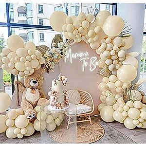 Ivory Balloon Garland - Double Stuffed Cream Beige Balloons Different Sizes 18/12/5 in Pastel Nude White Sand Balloon Arch Kit for Baby Shower Bridal Wedding Birthday Party Decoration