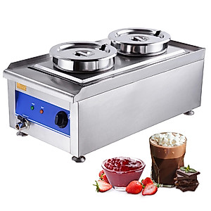 Yescom 1200W Commercial Chili Cheese Food Warmer Dual 7L Pots Stainless Steel Soup Countertop Steam Restaurant Buffet