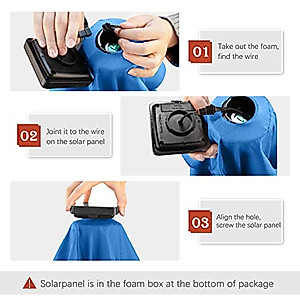 FRUITEAM Solar Patio Umbrella Outdoor LED Swimming Pool Umbrella, 7 1/2 FT Table Umbrella with Lights Heavy Duty Patio Umbrella with Sturdy Ribs, Crank, Easy Tilt Adjustment, Aqua Blue