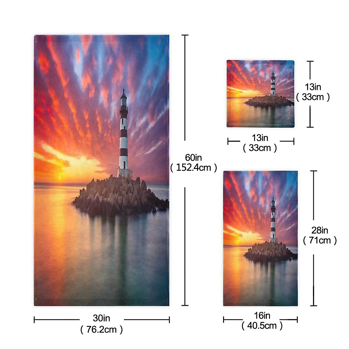 Flradish Lighthouse Towels 3 Pack Bath Towels for Bathroom Set Soft Cotton Highly Absorbent Lightweight & Quickdry Towel Set 1 Bath Towel,1 Hand Towel,1 Washclothe