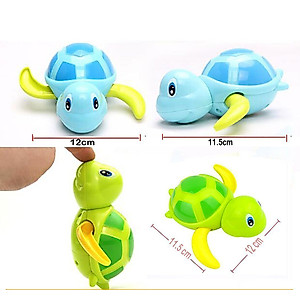 PEGAFOX Set of 3 Baby Bathtub Wind up Turtle Toys Fun Multi Colors Swimming Bath tub, Beach, Pool Playset for Boys and Girls