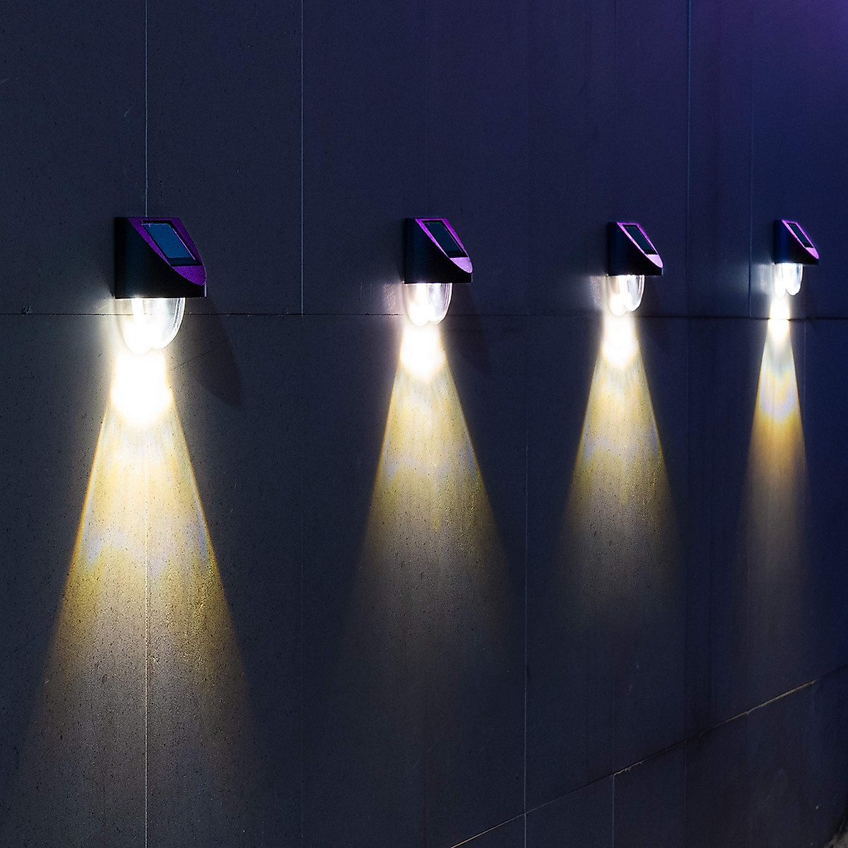 GIGALUMI Solar Fence Lights, 12 Pack Waterproof Solar LED Outdoor Wall Lighting for Deck Steps Patio Walkway Garden(Warm White)