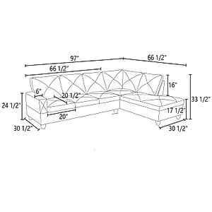 NicBex Sectional Couches for Living Room 2 Pieces Modern Sectional Sofa with Right Chaise Sectional Couch with Solid Frame Classic L Shape Sectional Sofa Set with Faux Leather, White