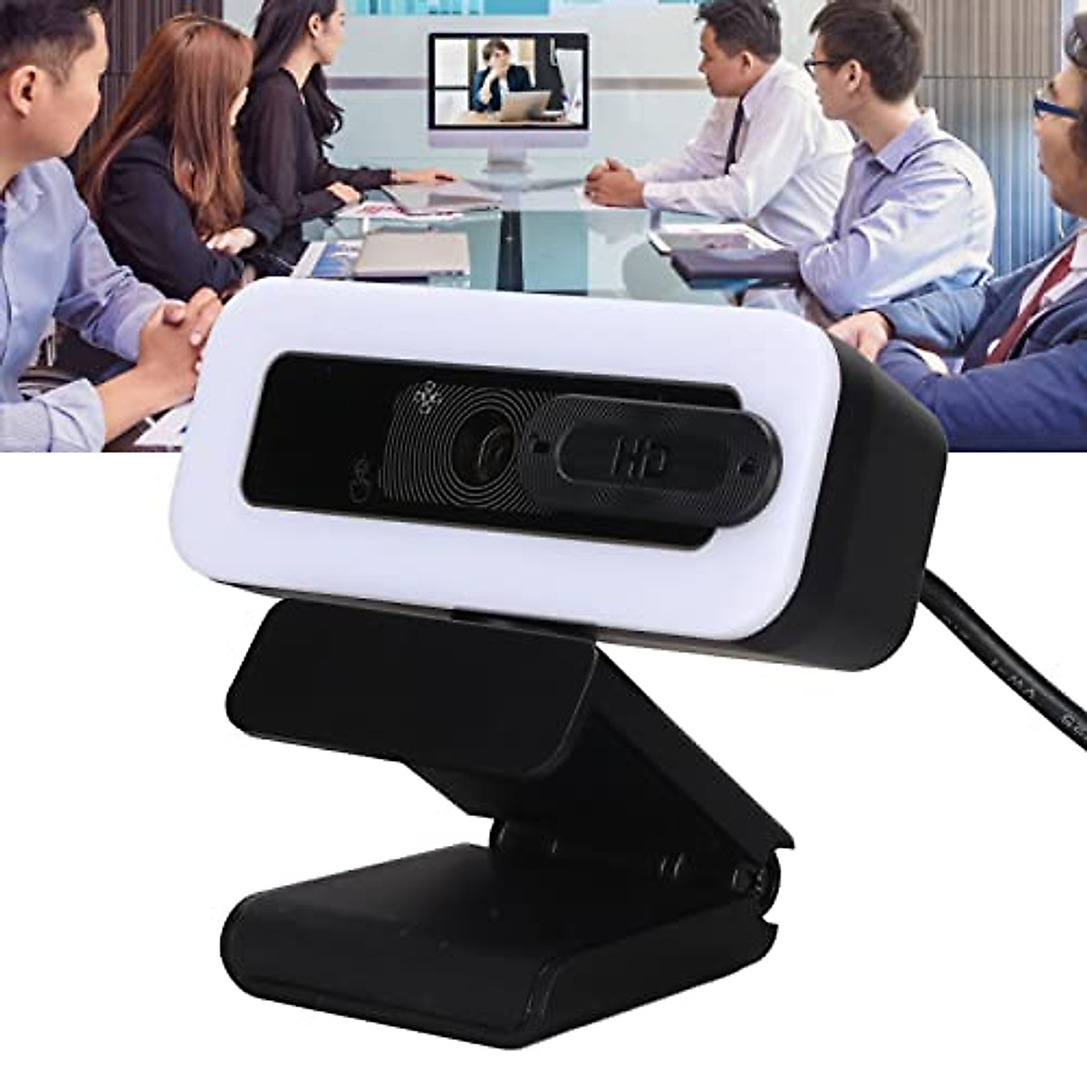 Webcam, Lighting Adjustment Autofocus Built in Microphone USB Web Computer Camera with Cover for Teaching Video Conferencing Plug and Play Hd Webcam for Pc Mac Laptop Desktop