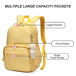 Backpack for Girls, Kids Backpack, Waterproof Large Space School Backpacks for Teen Girls, with Hairball Pendant, suitable for Travel and School (Yellow)