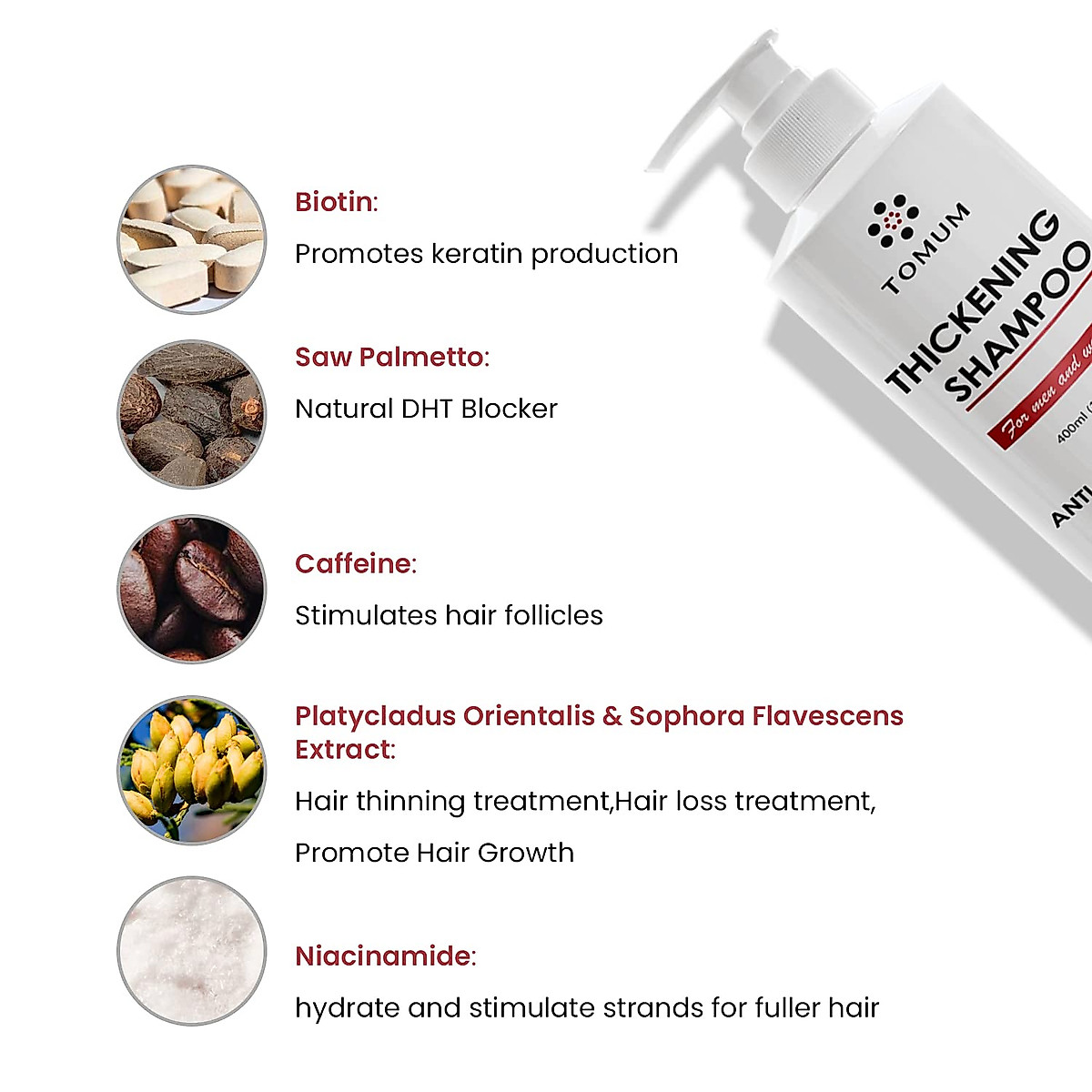 TOMUM Biotin Hair Growth Shampoo for Men and Women - Treatment for Thinning Hair and Hair Loss - Biotin,Caffeine & Saw Palmetto Enriched Formula for Hair Thickening and Regrowth DHT Blocker 13.5 FlOz