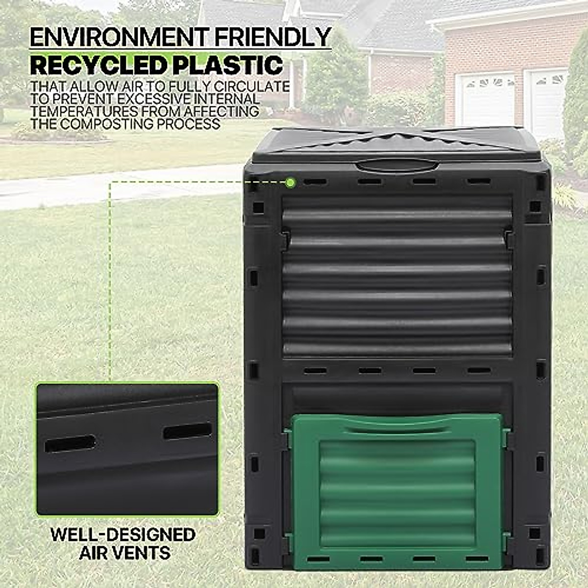 Magshion 80 Gal Garden Composer Bin from BPA Free Material, Large Compost Bin All-Season Outdoor Compost Box Easy Assembling, Lightweight, Fast Creation of Fertile Soil