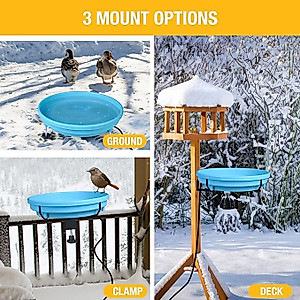 Tetuga Bird Bath Deck Mounted Bowl 12 Inches with Adjustable Clamp for Outdoor Bird Baths for Outside Weather Resistant Durable Birdbath for Garden Patio Lawn Yard Deck Railing (Blue)
