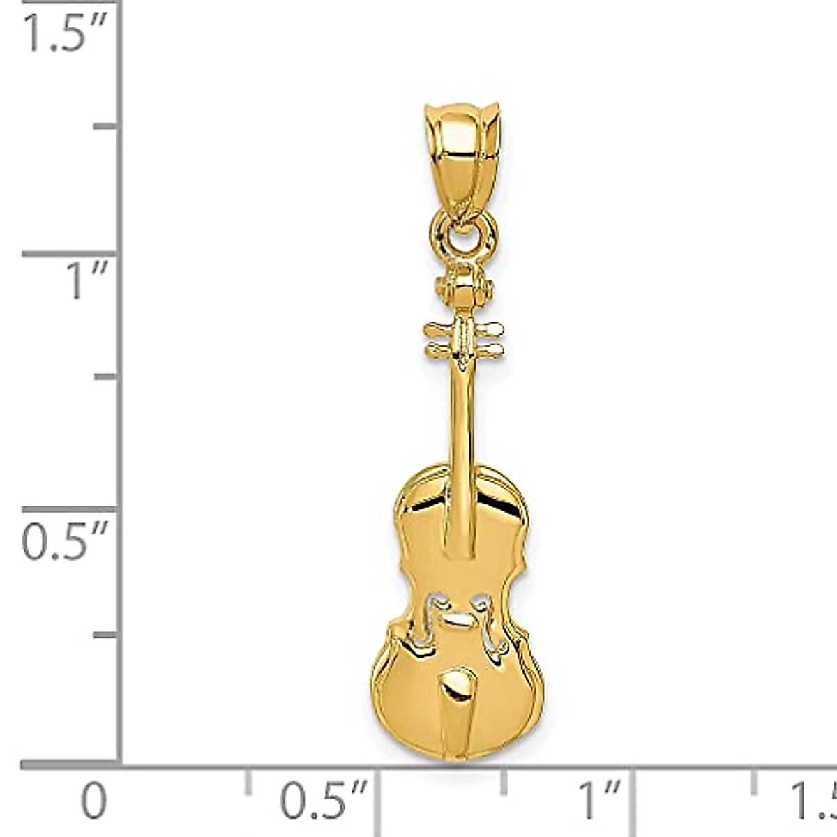 IceCarats 14K Yellow Gold Violin Necklace Charm Pendant Only