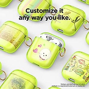 elago Clear Airpods Case with Keychain Designed for Apple Airpods 1 & 2 (Neon Yellow)