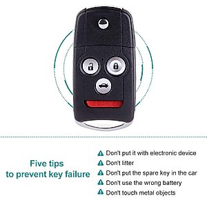 SELEAD Flip Key Fob 4 Buttons Keyless Entry Remote Key SHELL CASE fit for 2007-2014 Acura MDX RDX TL TSX ZDX Accord Antitheft Keyless Entry Systems IYZFBSB802 1pc US Stock
