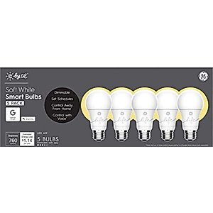 9.5W (60W Replacement) C by GE C-Life Soft White Smart Bulbs (5 LED A19 Light Bulbs)