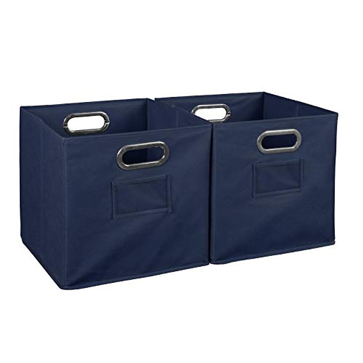 Cheer Home Storage Set of 2 Foldable Fabric Cube Storage Bins- Navy Blue