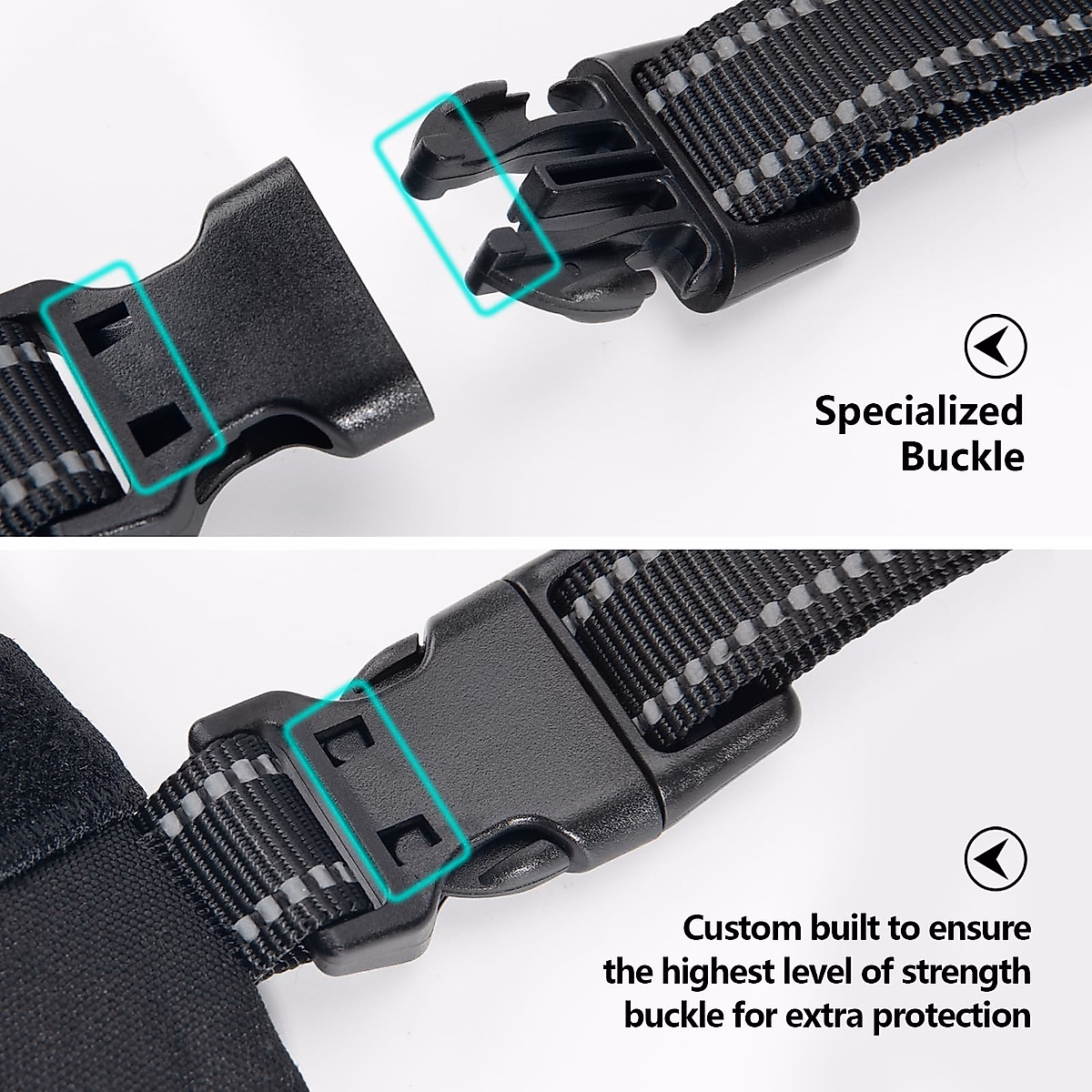 PHOEPET 2019 Upgraded No Pull Dog Harness, Reflective Adjustable Vest, with a Training Handle + 2 Metal Leash Hooks+ 3 Snap Buckles +4 Slide Buckles(L, Pink)