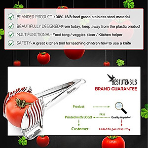 Best Utensils Tomato Slicer Lemon Cutter Multipurpose Handheld Round Fruit Tongs Stainless Steel Onion Holder Easy Slicing Kiwi Fruits & Vegetable Tools Kitchen Cutting Aid Gadgets Tool