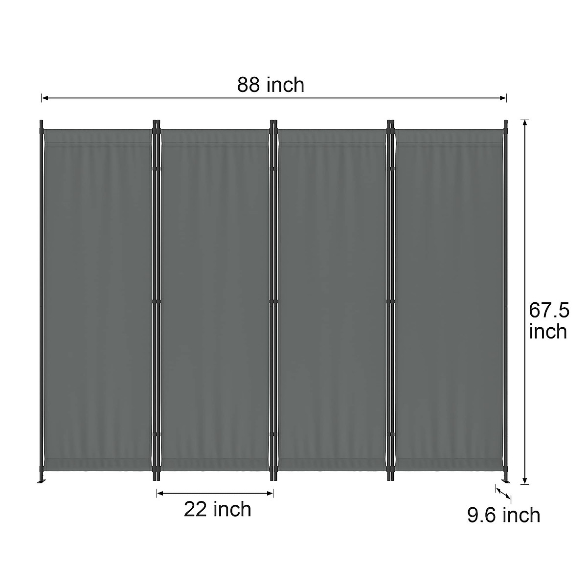 Morngardo Room Divider Folding Privacy Screens 4 Panel Partitions 88" Dividers Portable Separating for Home Office Bedroom Dorm Decor (Grey)