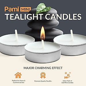 PAMI Premium Long-Lasting 2.5 Hours Burning Time Tealight Candles [100-Pack] - Unscented Tea Candles with- Paraffin Tealights with Beautiful Flame- Round Candles Perfect for Votive Candle Holders