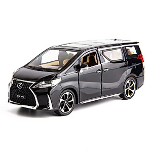 WAKAKAC Model Car 1/24 Lexus LM300 Alloy Pull Back Metal Collectible Toy Car with Light and Sound Toy Vehicle Door Can be Opened, Gift Black.