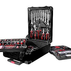 Tool Box with Tools, Tool Sets for Men, ToolKit with Rolling Tool Box, Complete Tool Box Set, Home Repair Tool Set, Mechanic Tool Set as Gift on Father's Day